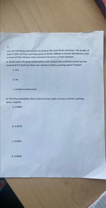 Solved 2. Use the foliowing information to answer the next | Chegg.com