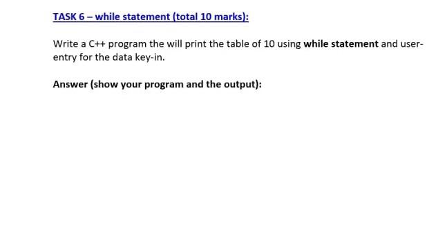 Solved Write a C++ program the will print the table of 10 | Chegg.com