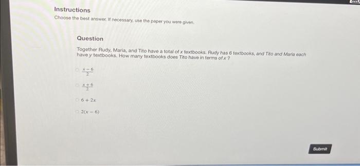 Solved Instructions Choose the best answec if necessary, use | Chegg.com