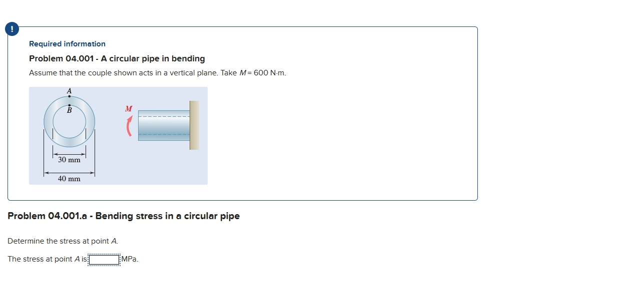 Solved Required informationProblem 04.001 - ﻿A circular pipe | Chegg.com