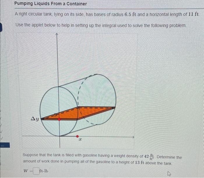 Solved A right circular tank, lying on its side, has bases | Chegg.com