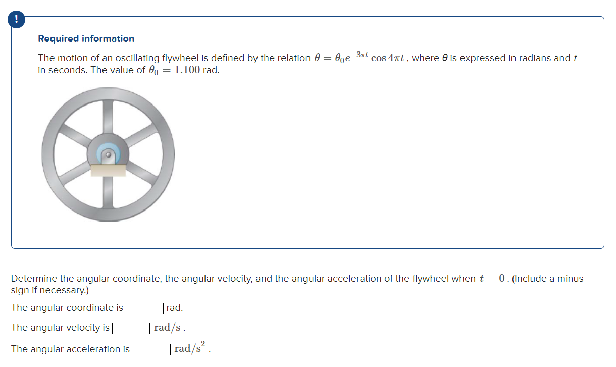 Solved The motion of an oscillating flywheel is defined by | Chegg.com