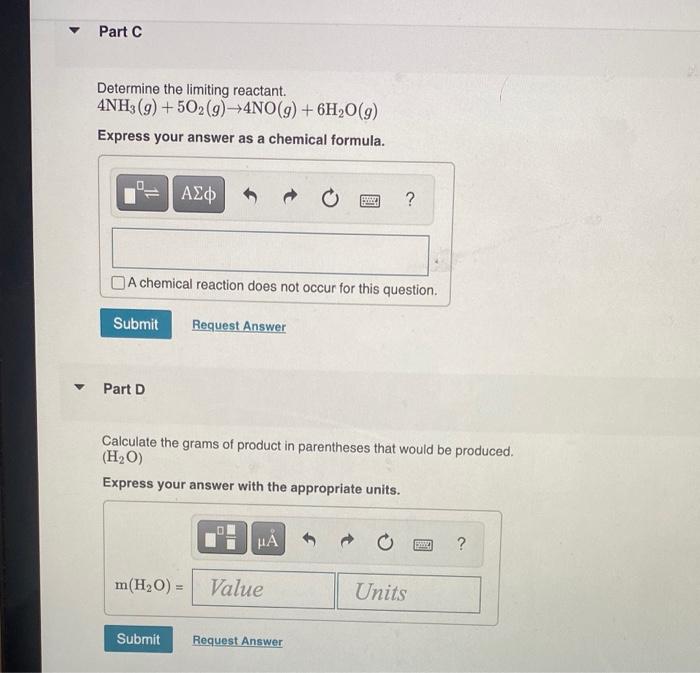 Solved Determine the limiting reactant. | Chegg.com