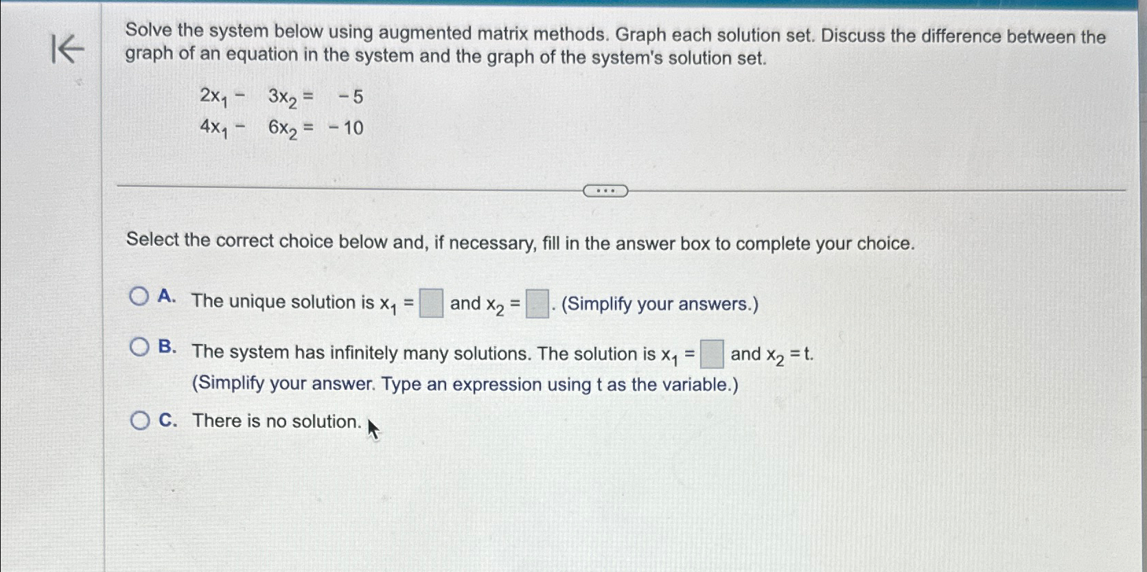Solved Solve the system below using augmented matrix | Chegg.com