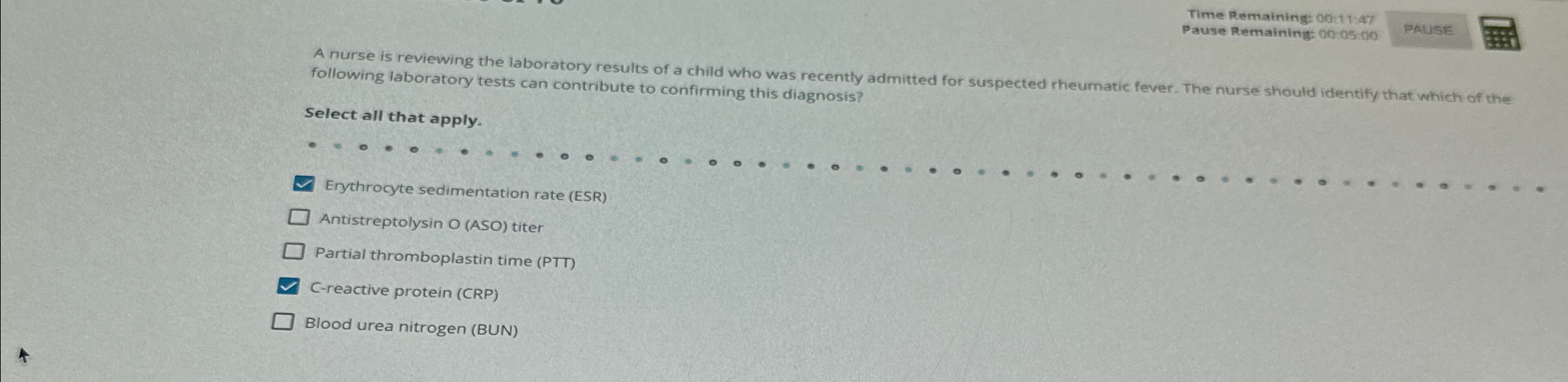 Solved Time Remaining: 06:1 1:47Pause Remalning: | Chegg.com