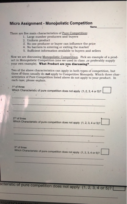 Solved Micro Assignment - Monopolistic Competition There are | Chegg.com