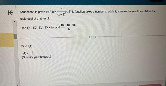 Solved A function f is given by f(x)=(x+2)21. This function | Chegg.com