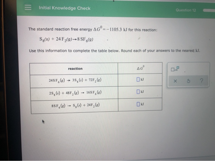 Solved Initial Knowledge Check Question 12 The standard | Chegg.com