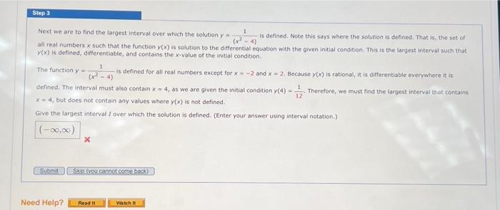 Solved Next we are to find the largest interval over which | Chegg.com