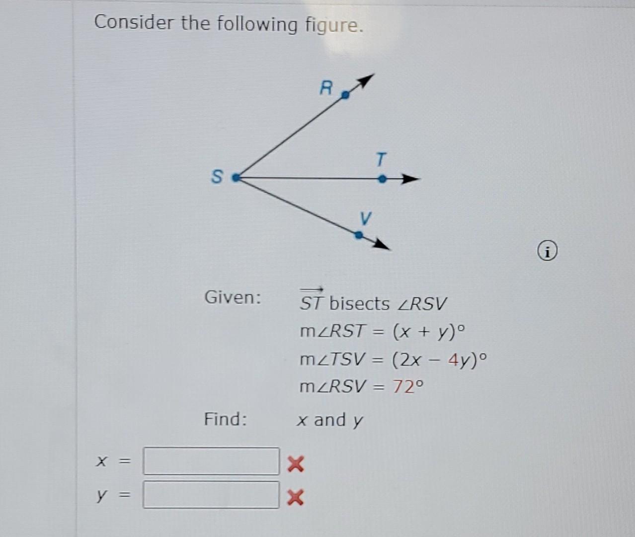 Solved Consider the following figure. Given: ST bisects ∠RSV | Chegg.com