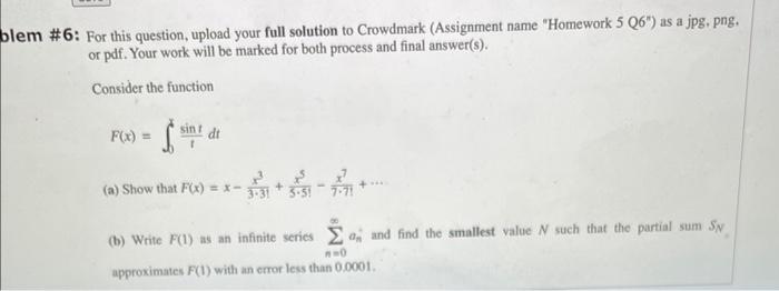 Solved \#6: For this question, upload your full solution to | Chegg.com