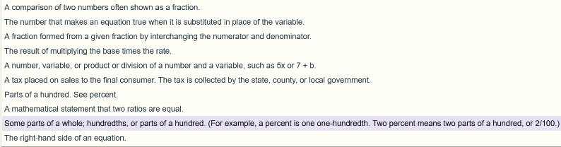 Solved A comparison of two numbers often shown as a | Chegg.com