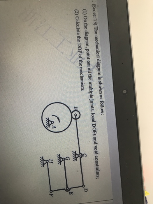 Solved 1. (Score: 13) The mechanical diagram is shown as | Chegg.com
