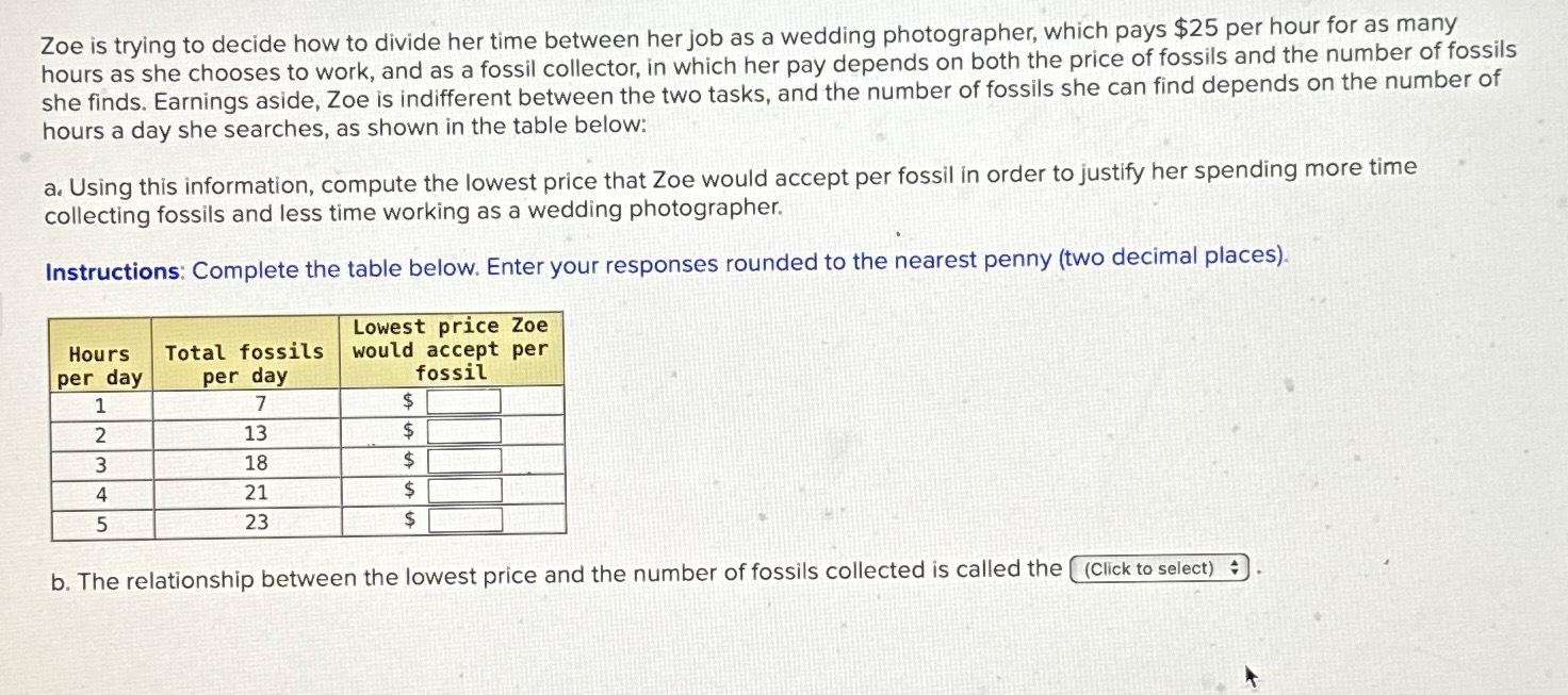 Solved Zoe is trying to decide how to divide her time | Chegg.com