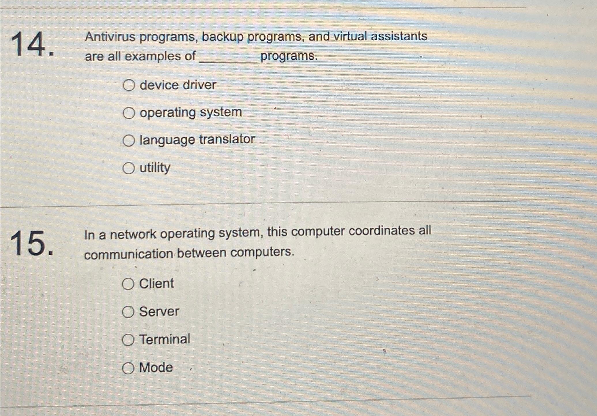 Solved Antivirus programs, backup programs, and virtual | Chegg.com