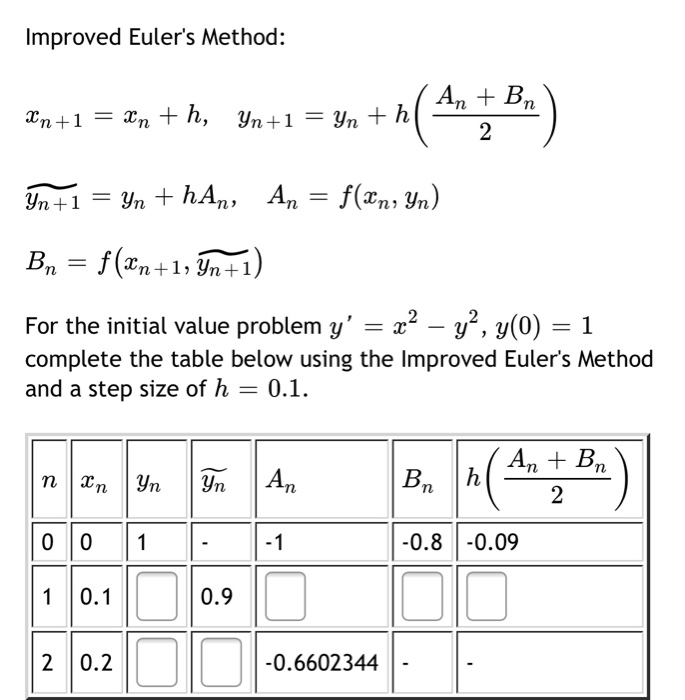 Solved Improved Euler's Method: Xn+1 = xn + h, Yn+1 = Yn + h | Chegg.com
