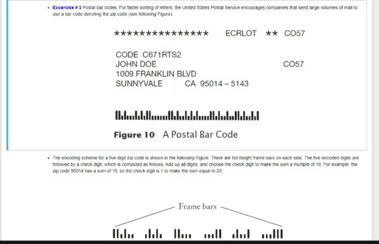 Solved • Excercise #3 Postal bar codes. For faster sorting | Chegg.com