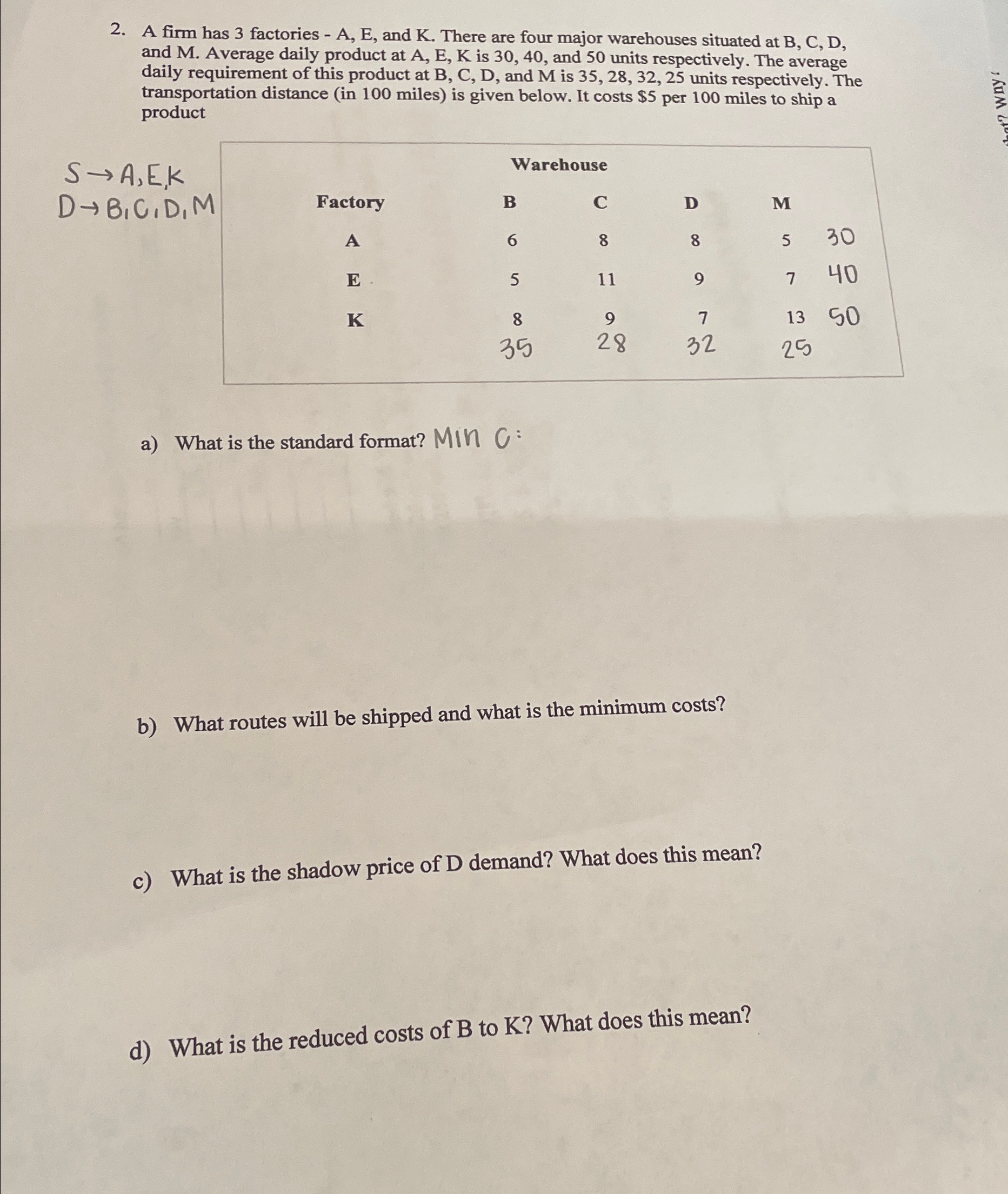 Solved A firm has 3 ﻿factories - ﻿A, ﻿E, ﻿and K. ﻿There are | Chegg.com
