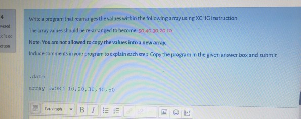Solved Write A Program That Rearranges The Values Within The
