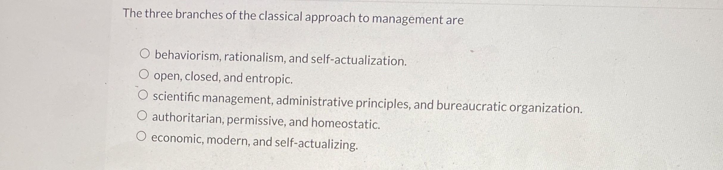 Solved The three branches of the classical approach to | Chegg.com