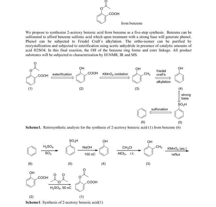 Solved We propose to synthesize 2-acetoxy benzoic acid from | Chegg.com
