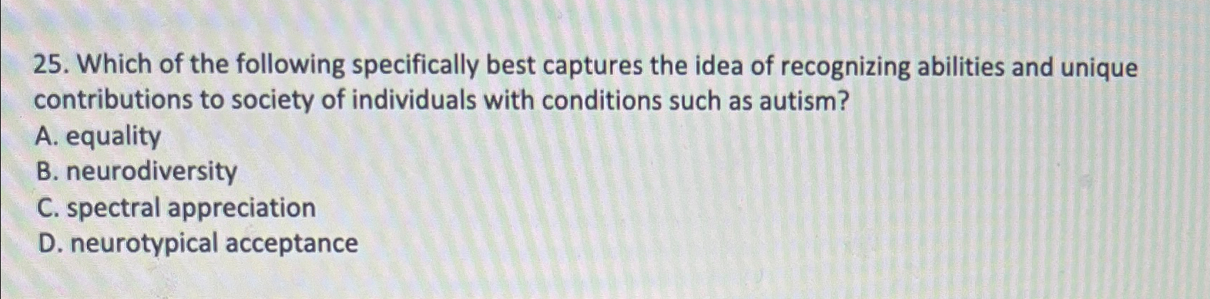 Solved Which of the following specifically best captures the | Chegg.com