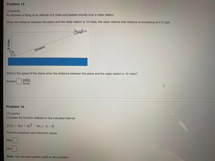 Solved Problem 13. (10 points) An airplane is flying at an | Chegg.com