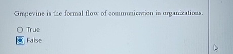 Grapevine is the formal flow of communication in | Chegg.com