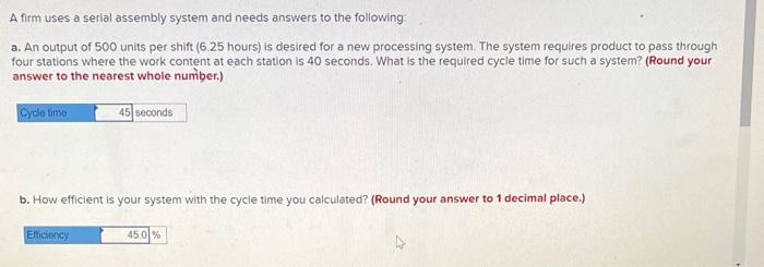 Solved A firm uses a serial assembly system and needs | Chegg.com