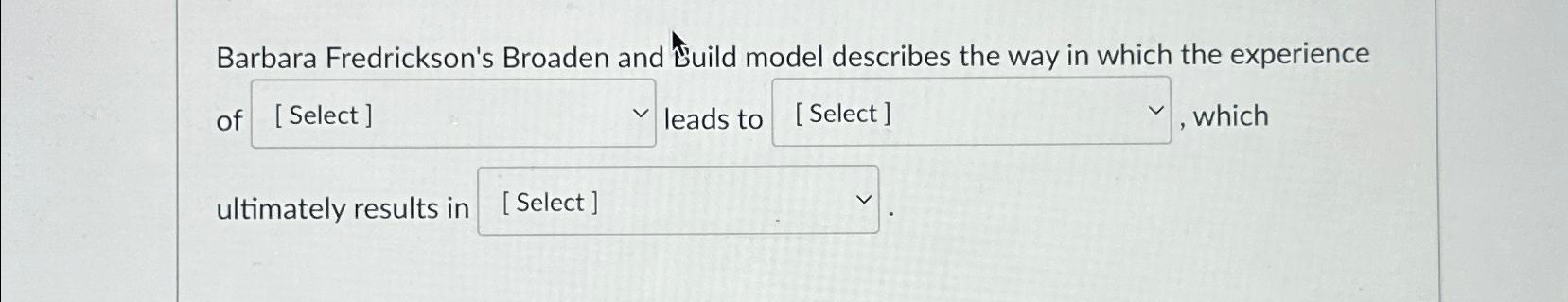 Solved Barbara Fredrickson's Broaden and build model | Chegg.com
