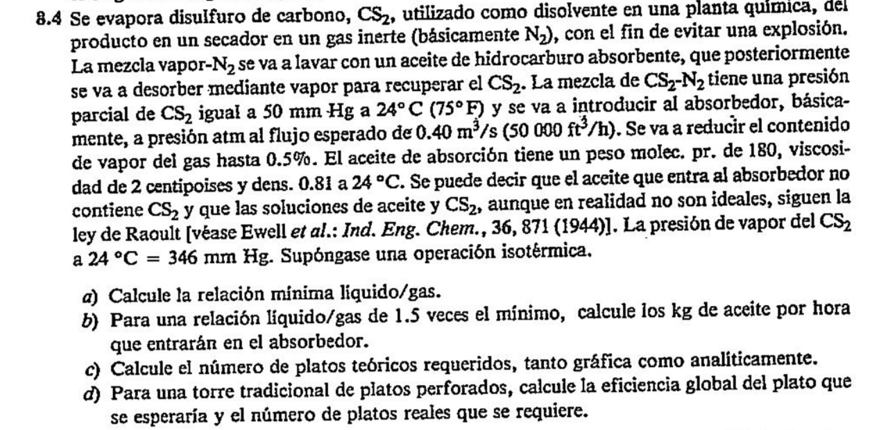 8.4 ﻿Se evapora disulfuro de carbono, CS2, ﻿utilizado | Chegg.com