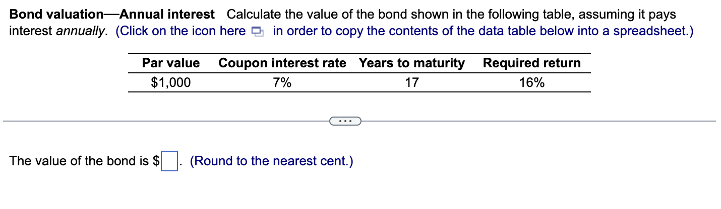 Solved Calculate the value of the bond shown in the | Chegg.com