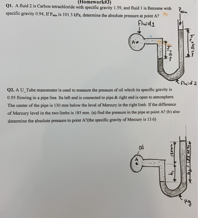 Solved (Homework#3) Q1. A fluid 2 is Carbon tetrachloride | Chegg.com