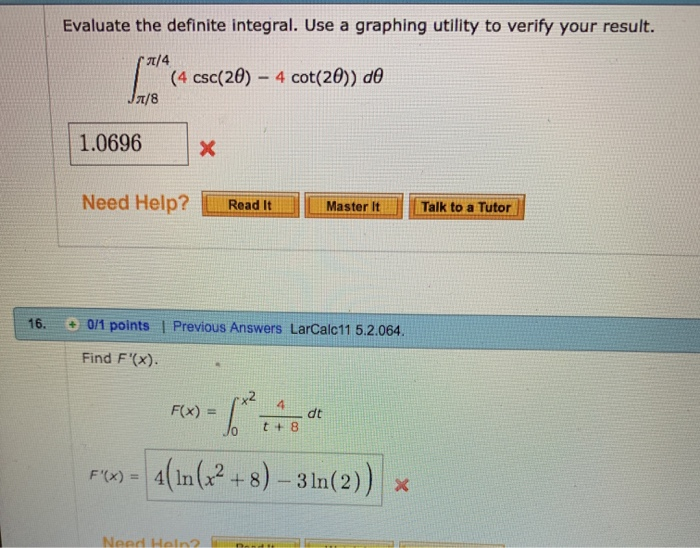 Solved Evaluate the definite integral. Use a graphing | Chegg.com