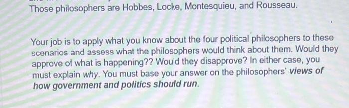 Those philosophers are Hobbes, Locke, Montesquieu, | Chegg.com
