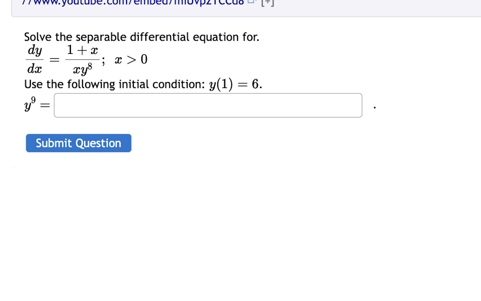 Solved Solve the separable differential equation | Chegg.com