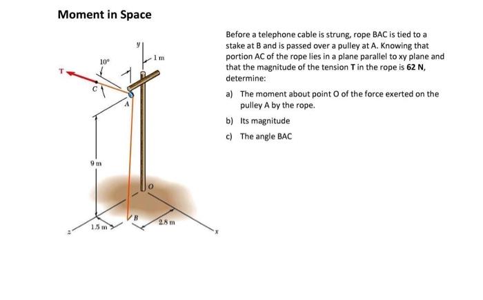 Solved Moment in Space 3efore a telephone cable is strung, | Chegg.com