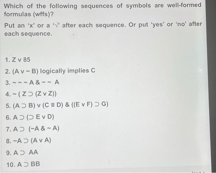 Solved Which of the following sequences of symbols are | Chegg.com