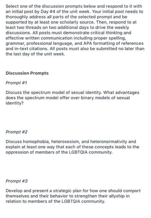 Solved Select one of the discussion prompts below and | Chegg.com