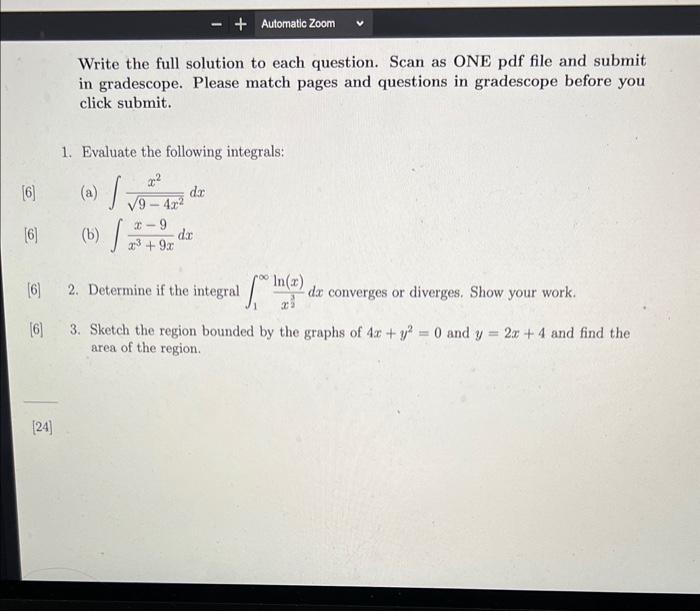 Solved Write the full solution to each question. Scan as ONE | Chegg.com
