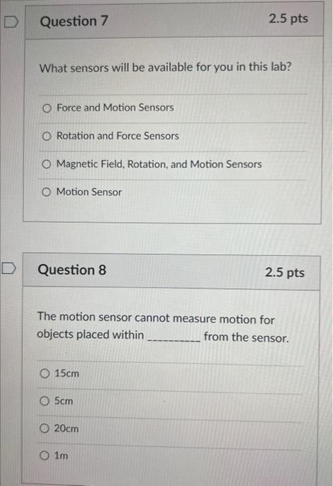 What sensors will be available for you in this lab? | Chegg.com