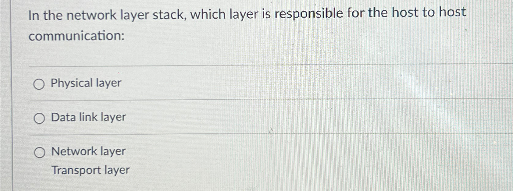 Solved In the network layer stack, which layer is | Chegg.com