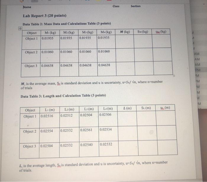 Name Class Section Lab Report 3 (20 points) Data | Chegg.com