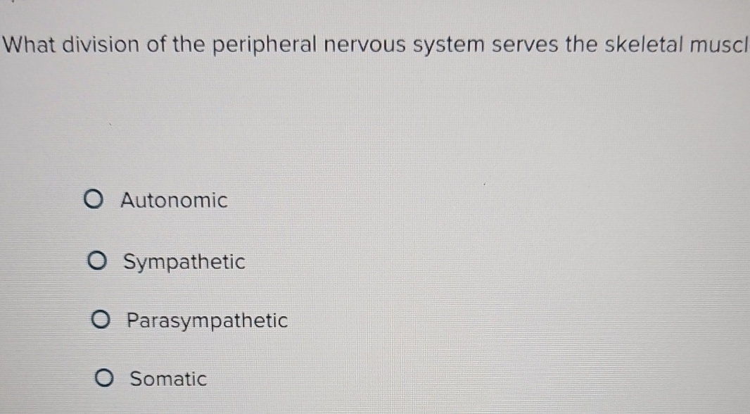 Solved What division of the peripheral nervous system serves | Chegg.com