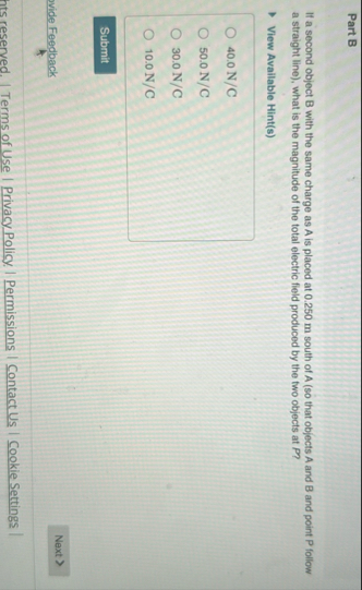 Solved Part BIf a second object B with the same charge as A | Chegg.com