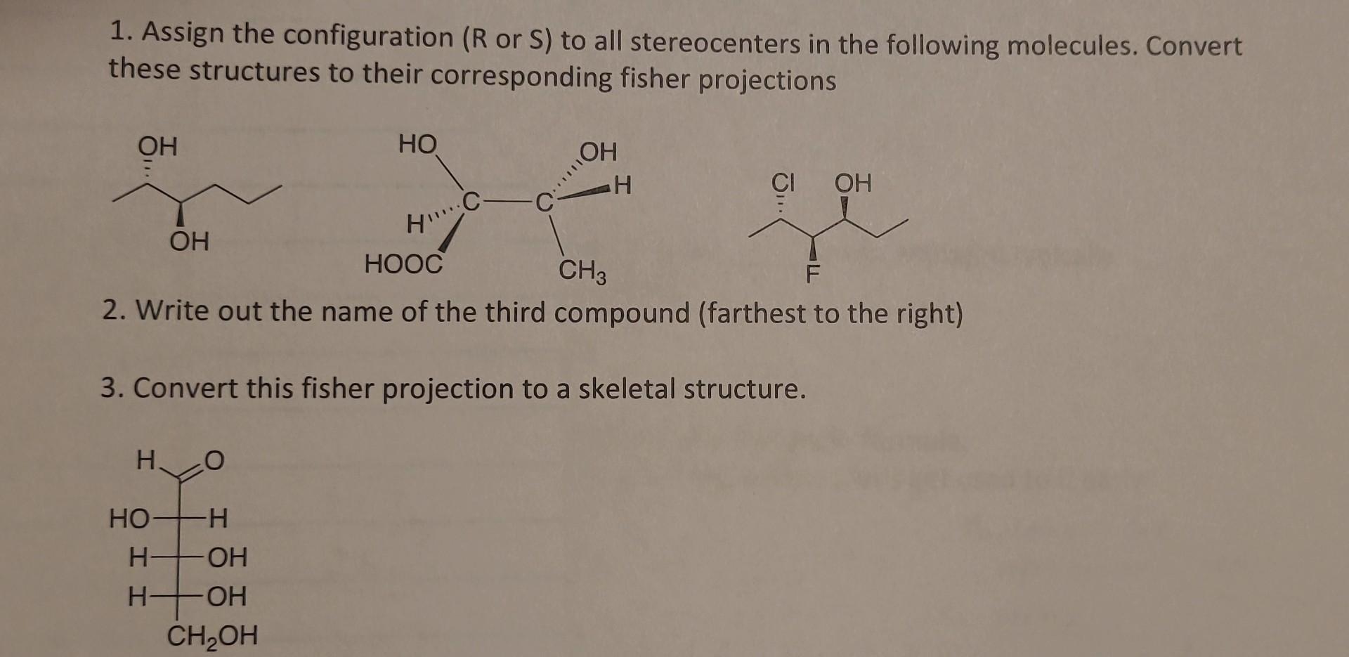 Solved 1. Assign the configuration (R or S ) to all | Chegg.com