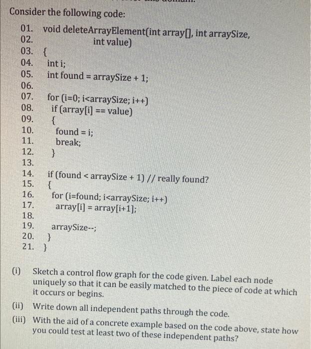 Solved PART (i) sketch a control flow graph for the code | Chegg.com