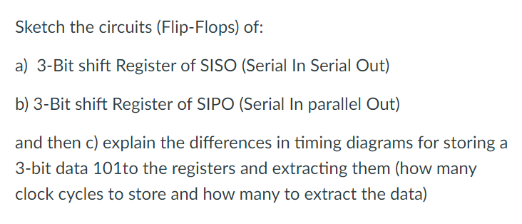 Solved Sketch the circuits (Flip-Flops) ﻿of:a) 3-Bit shift | Chegg.com