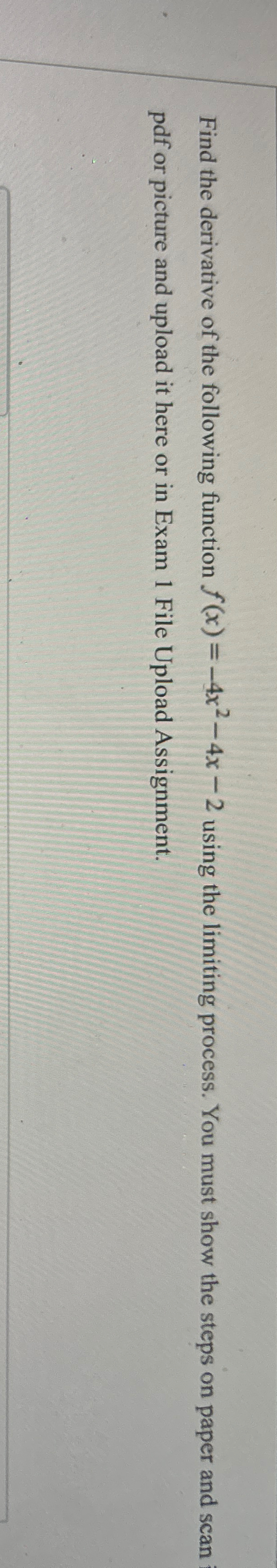 Solved Find the derivative of the following function | Chegg.com