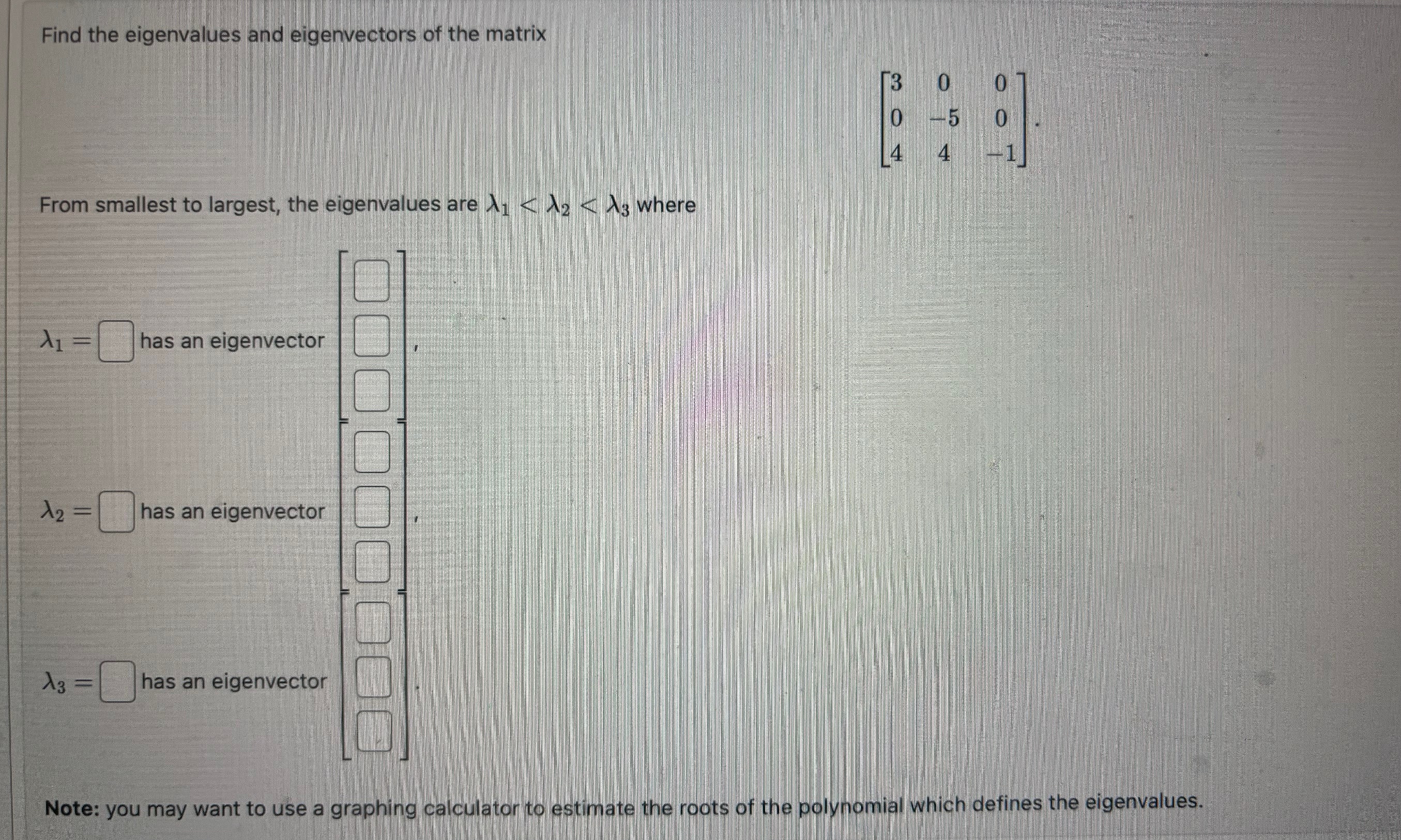 Solved Find the eigenvalues and eigenvectors of ﻿the | Chegg.com